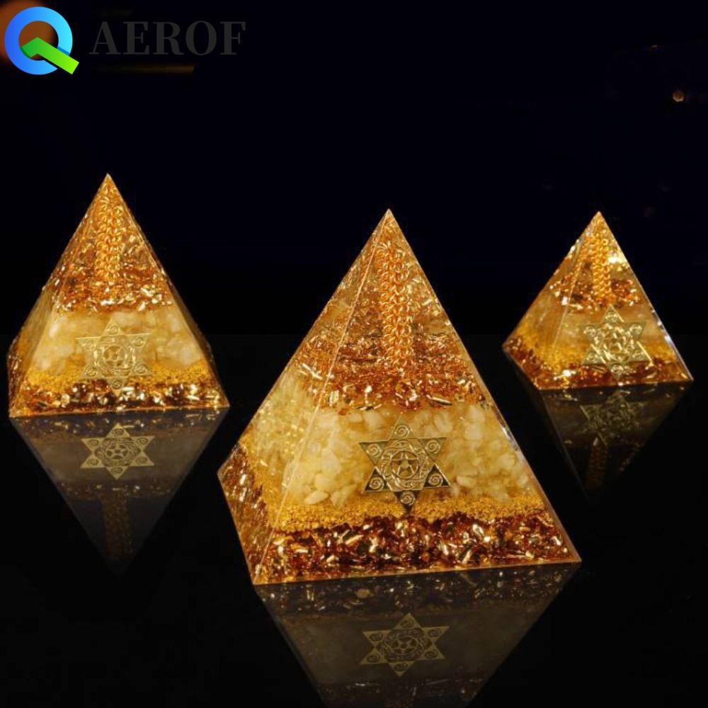 AEROF เครื่องประดับพีระมิด, Reiki Citrine Crystal Energy Pyramid ...