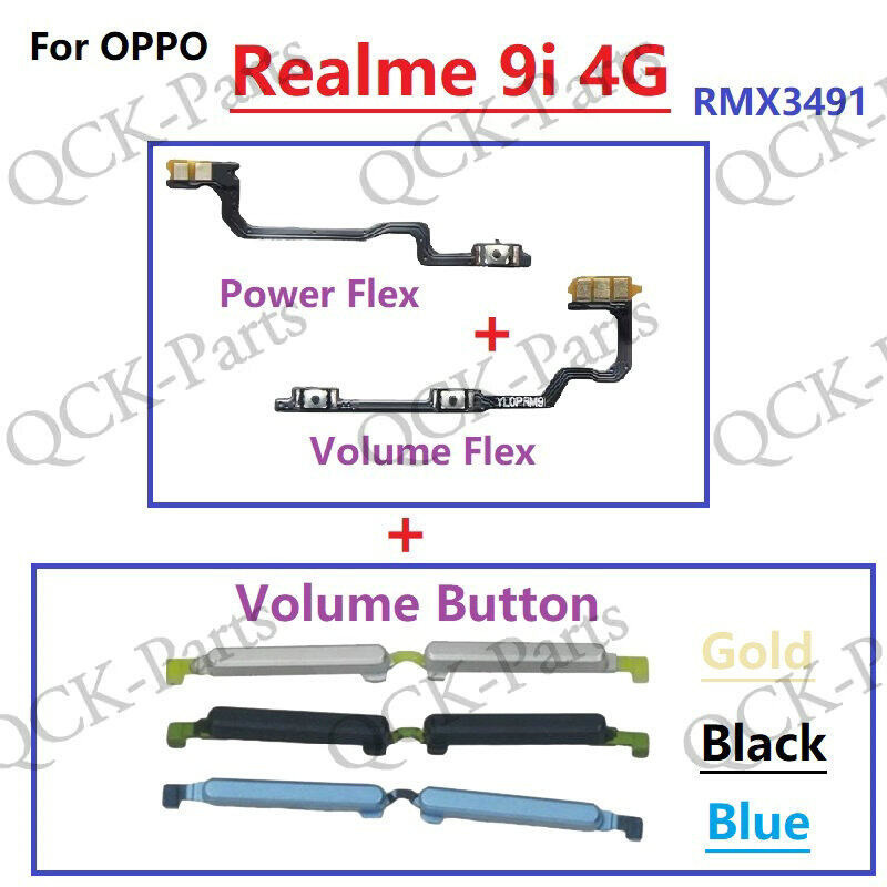 สําหรับ Realme 9i 4G RMX3491 เปิดสวิตช์ปิดเสียงระดับเสียงสายเคเบิล Flex ...