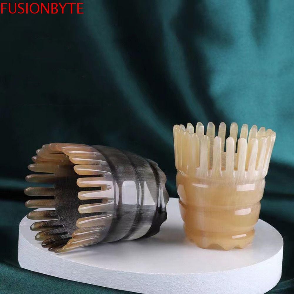 FUSIONBYTE แปรงนวดหนังศีรษะฟันกว้าง, Gua Sha สีดํา Ox Horn หวีนวด, ของขวัญนวด Anti-static ...