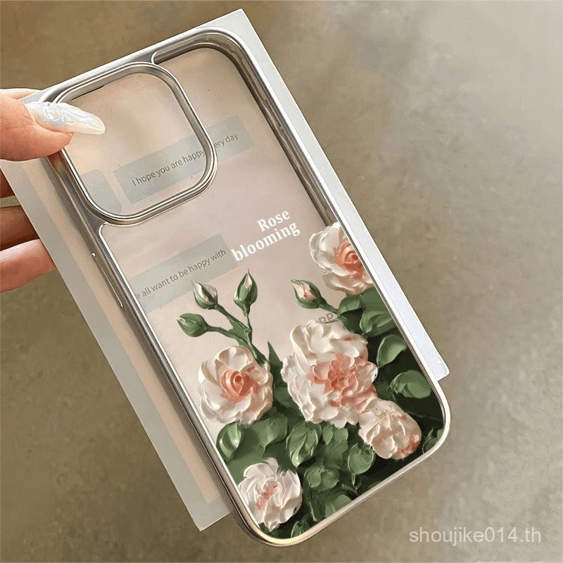 ภาพวาดสีน้ำมันบานกุหลาบเหมาะสำหรับแอปเปิ้ล15PROMAX เคสมือถือ iphone14พร ...