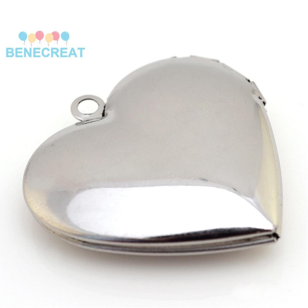 10 PC Tarnish ทน 316 สแตนเลส Photo Locket จี้หัวใจสแตนเลสสี 29x28x7 มม. ...
