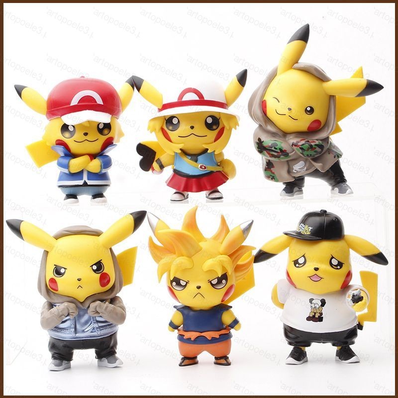 St3 5 ชิ้น 6 ชิ้น Pikachu Action Figure ชุดกีฬา cos NARUTO และ crayon ...