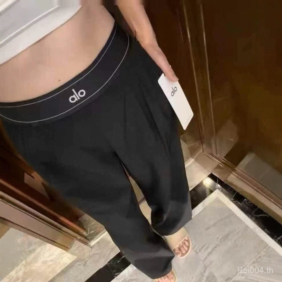 alo ฤดูใบไม้ผลิ กางเกงโยคะขาตรงแบบแพทช์เวิร์ค สายรัดเอว สบายๆ กางเกง ...