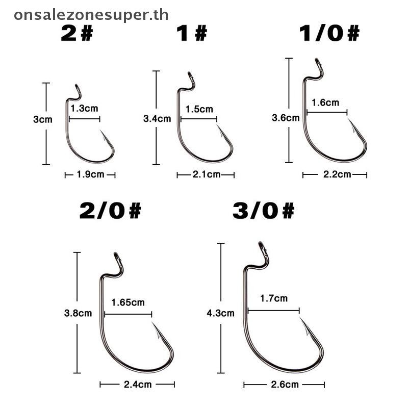 Ons 51PCs Crank Hook ขนาดเล็กห้าชุดกล่องสีดําตะขอนิกเกิล Subbait กว้าง ...