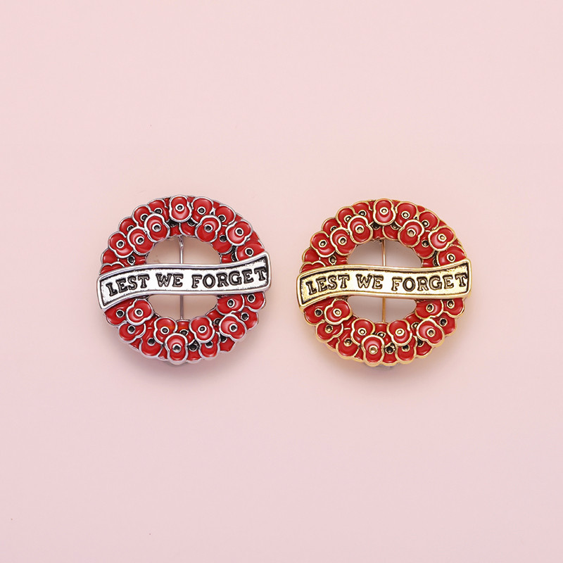 Vintage Red Classic Poppy ดอกไม้เข็มกลัด Pins Lest เราลืมเข็มกลัดป้าย ...