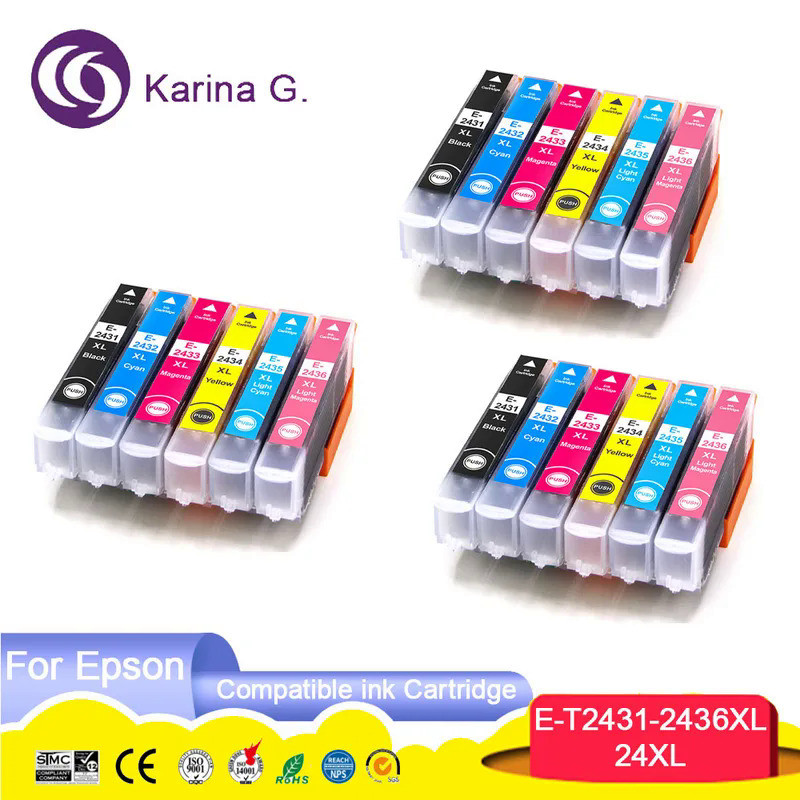 สำหรับ Epson T2431 24XL T2432ตลับหมึกสำหรับตลับหมึกสำหรับตลับหมึก Epson XP-750 XP-850 XP-950 XP ...