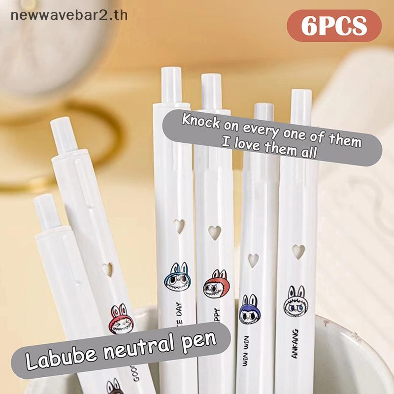 HOT 6 ชิ้น Labubu Neutral ปากกา Kawaii อะนิเมะน่ารักนักเรียน ...