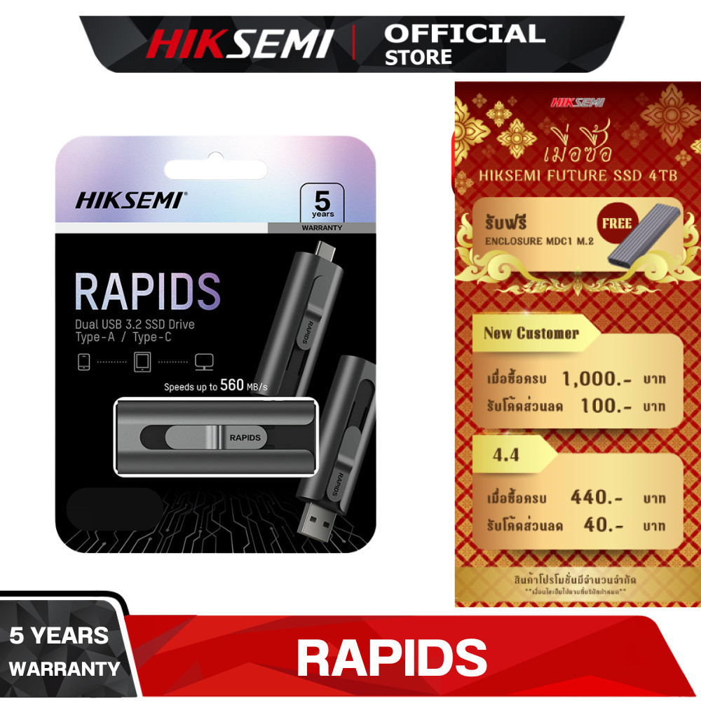 HIKSEMI DUAL USB 3.2 SSD DRIVE RAPIDS S560 1TB WARRANTY 3 YEARS ...