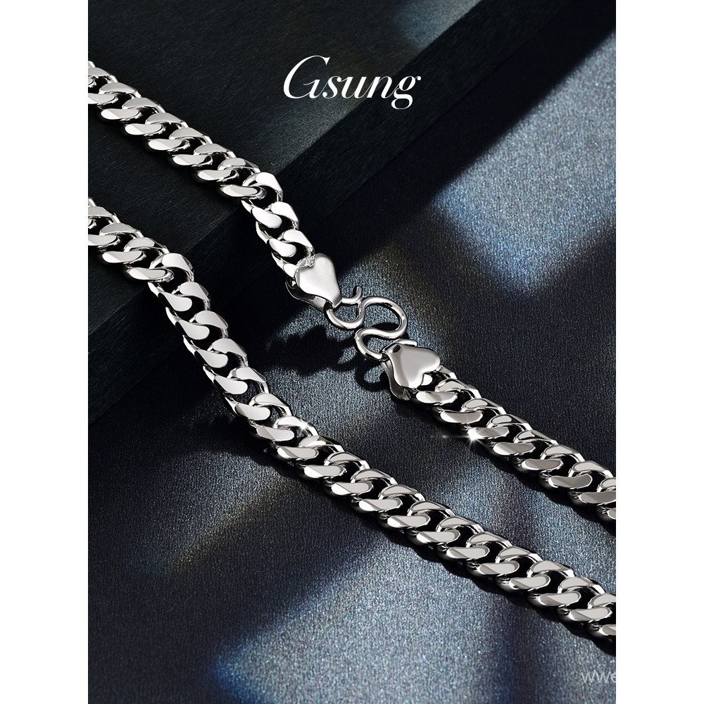 สร้อยคอแพลตตินัมสำหรับผู้ชาย GSUNG PT950 ทองคำขาว สร้อยคอคิวบาสำหรับ ...