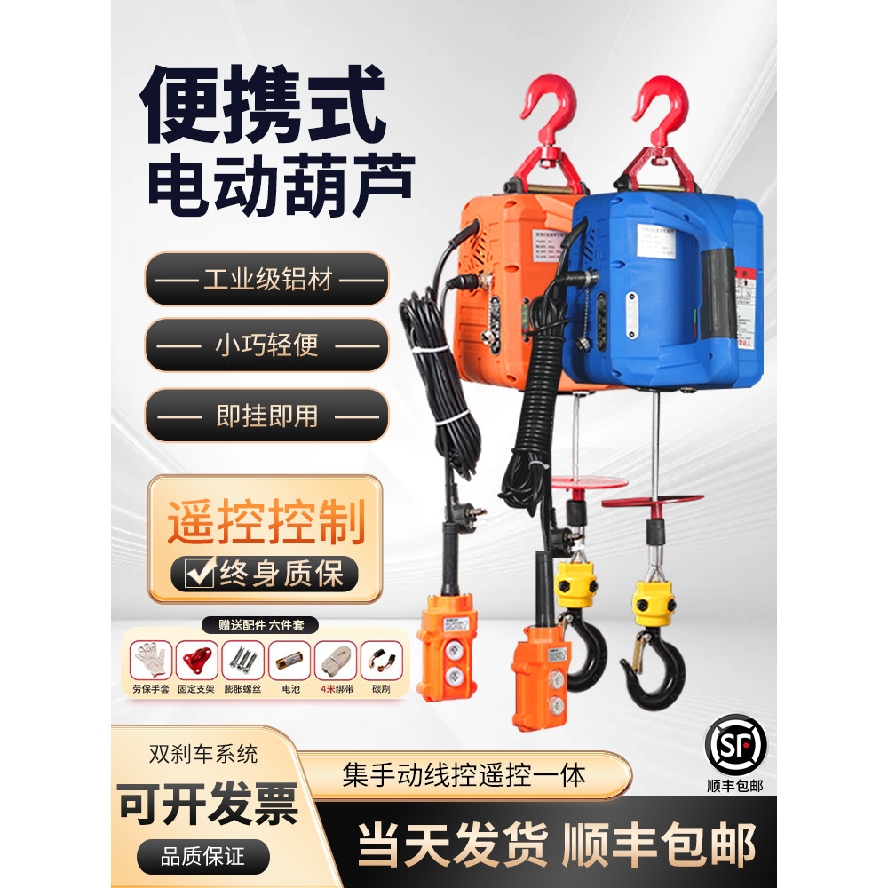 Mini Electric Small Hoist220v Portable Remote Control Hoist Crane for ...