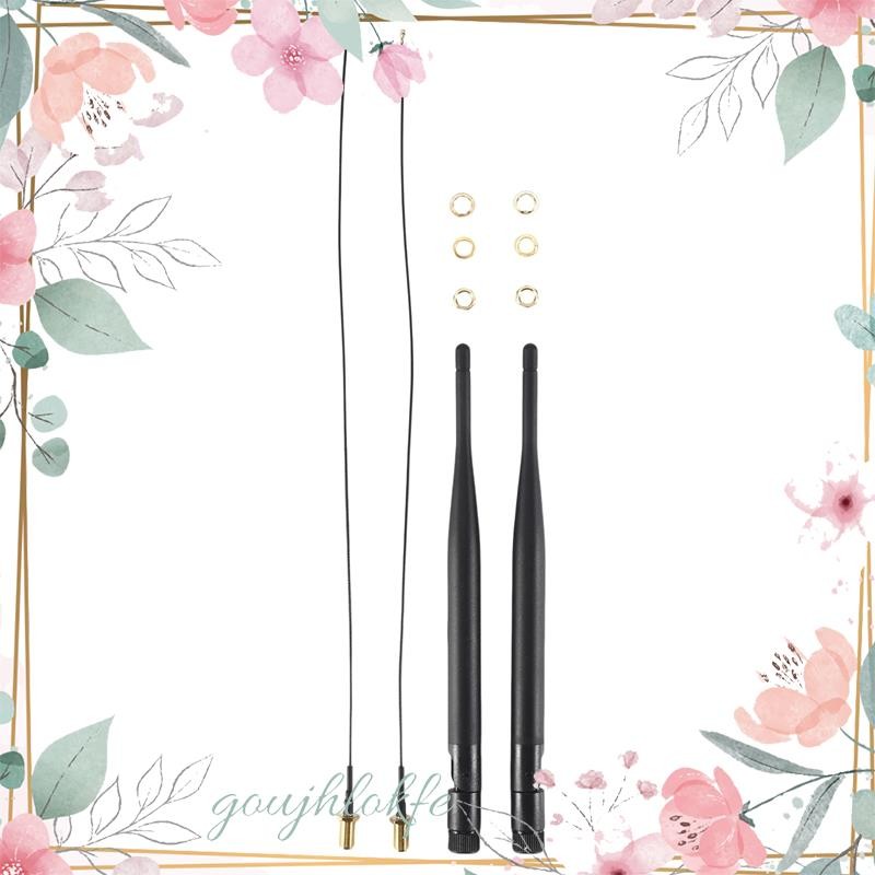 2 x 6dBi 2.4GHz 5GHz Dual Band WiFi RP-SMA เสาอากาศ + 2 x 35 ซม. U.fl ...
