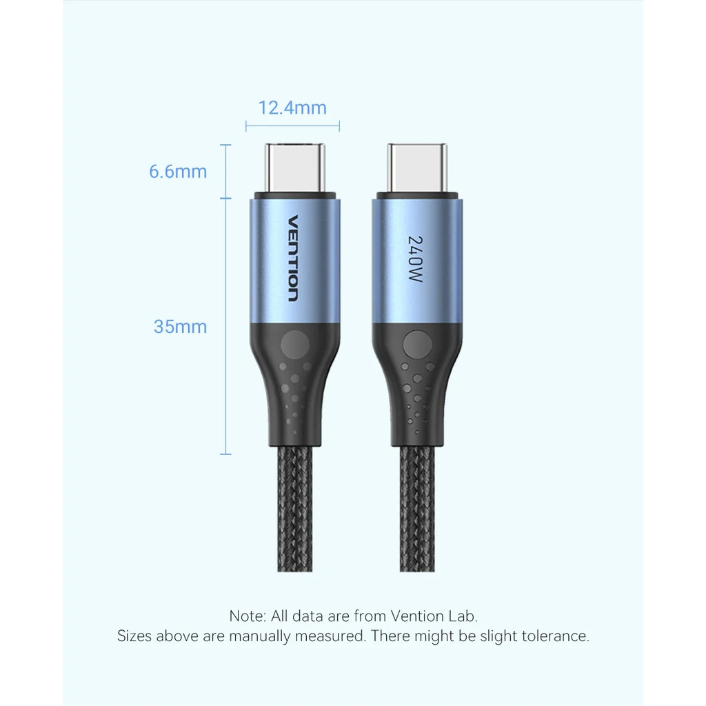 Vention PD 240W USB Type C ถึง Type C 5A 48V Fast Charger สายถัก Data ...