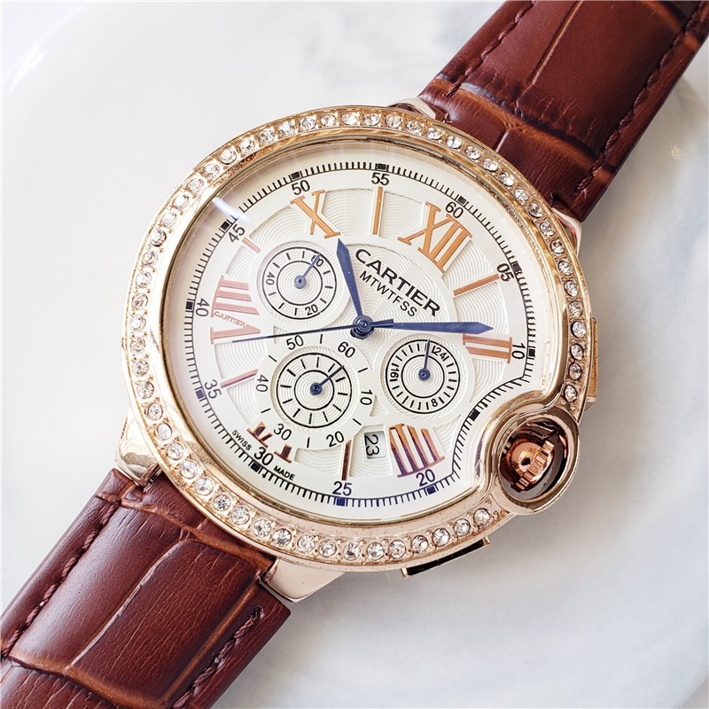 Cartier Classic Three-Eye Six-Hand Dial Diamond-Studded Fashion ...