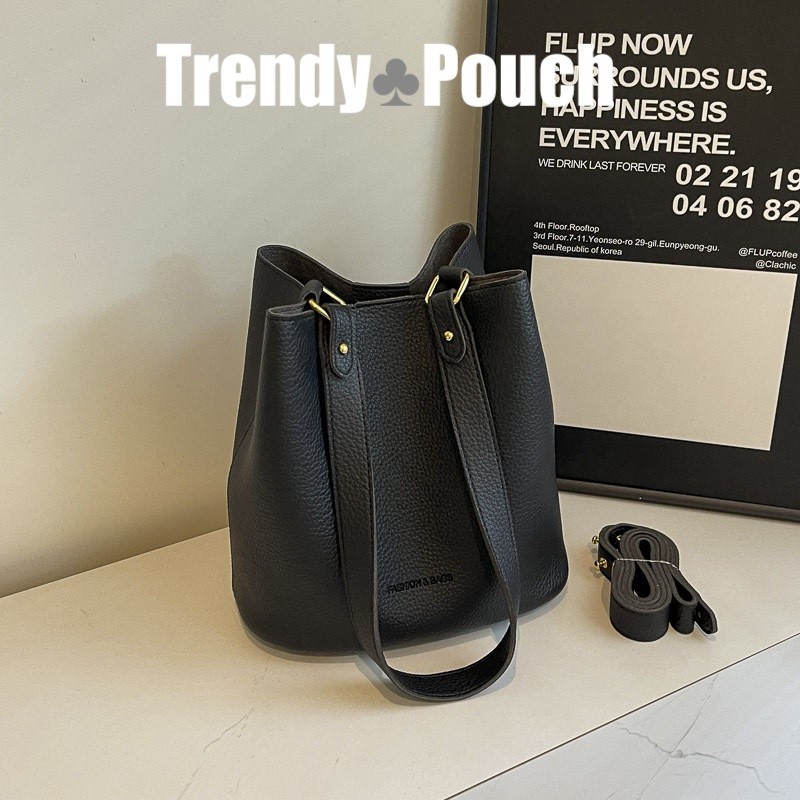 TRENDY POUCH ชั้นแรกลิ้นจี่ลายถังกระเป๋าสะพายกระเป๋า อเนกประสงค์ ...