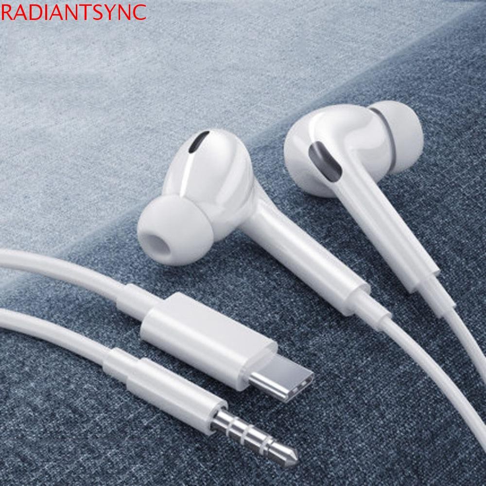 Radiantsync หูฟังแบบมีสาย, ประเภท C 3.5 มม.ในหูฟัง, หูฟังเพลงแบบมีสาย Controll Universal Flat ...