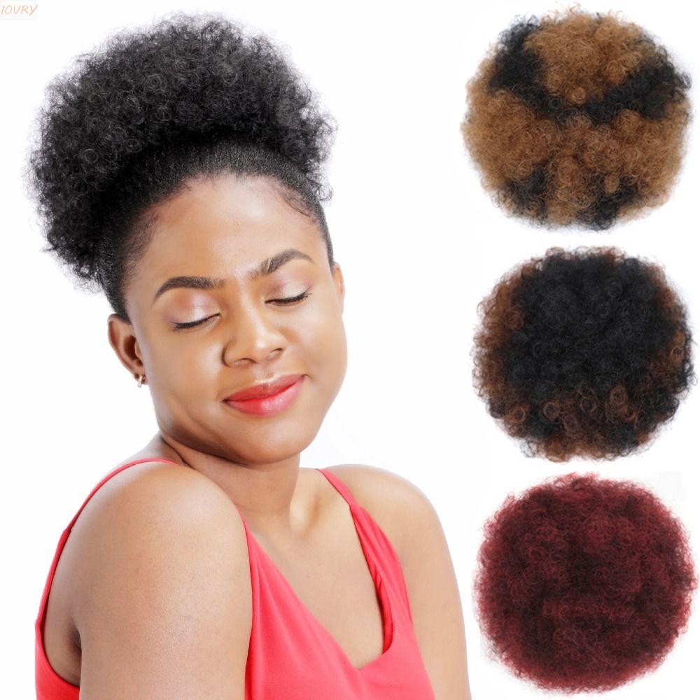 Ivory Afro Puff Drawstring หางม้า, Ombre ผม Extension Kinky Curly Afro ...