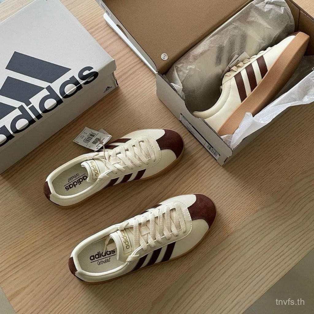 รองเท้า Adidas NEO VI Court 2.0, Milk White, Cream, BROWN, striped ...