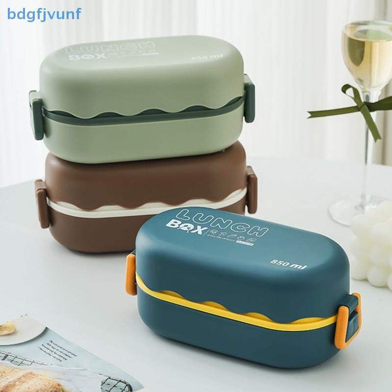 Bdgf 850ML กล่องอาหารกลางวันสองชั้นแบบพกพา Microwavable Bento กล่องบน ...