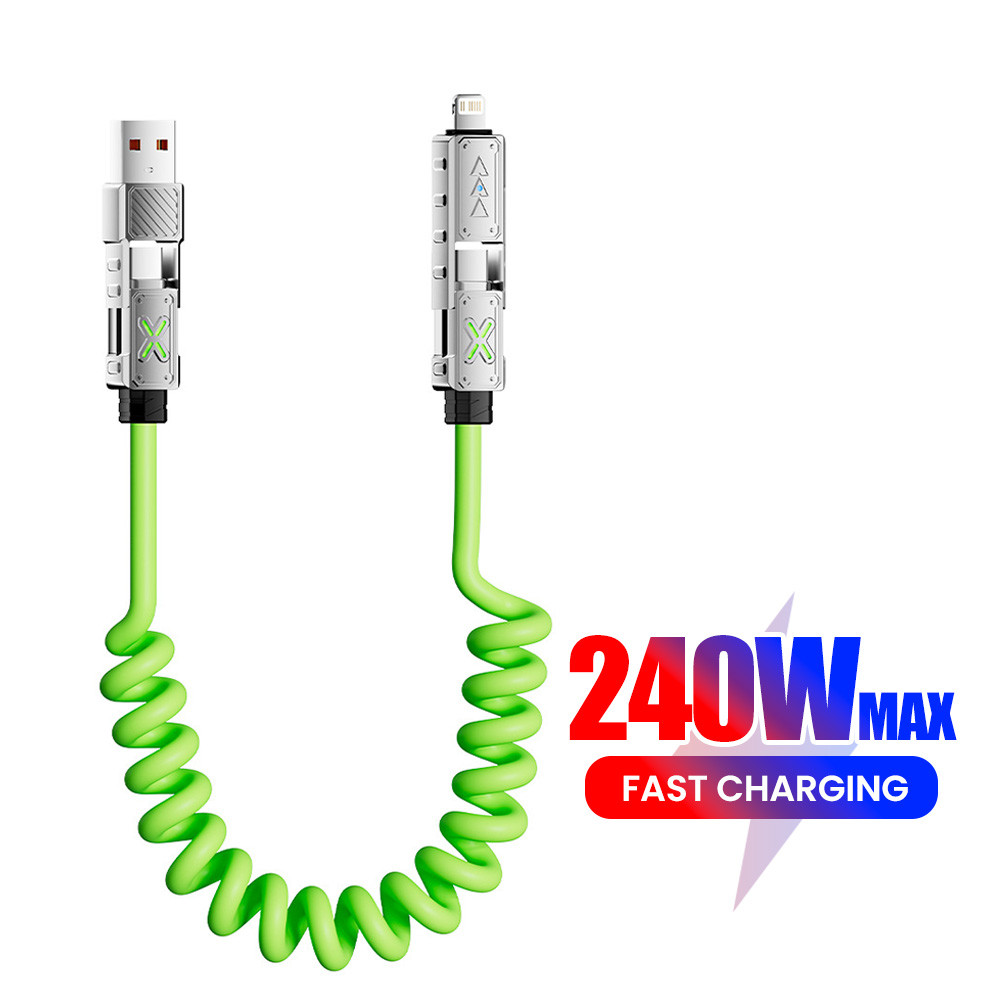 Elough 240W Super Fast Charging 4 in 1 ฤดูใบไม้ผลิ USB/Type C สายชาร์จ ...