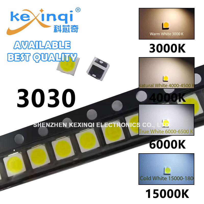 (100 ชิ้น) LED 3030 SMD 1W 3V 6V 9V สีขาว Cool-สีขาว Warm-สีขาวธรรมชาติ ...