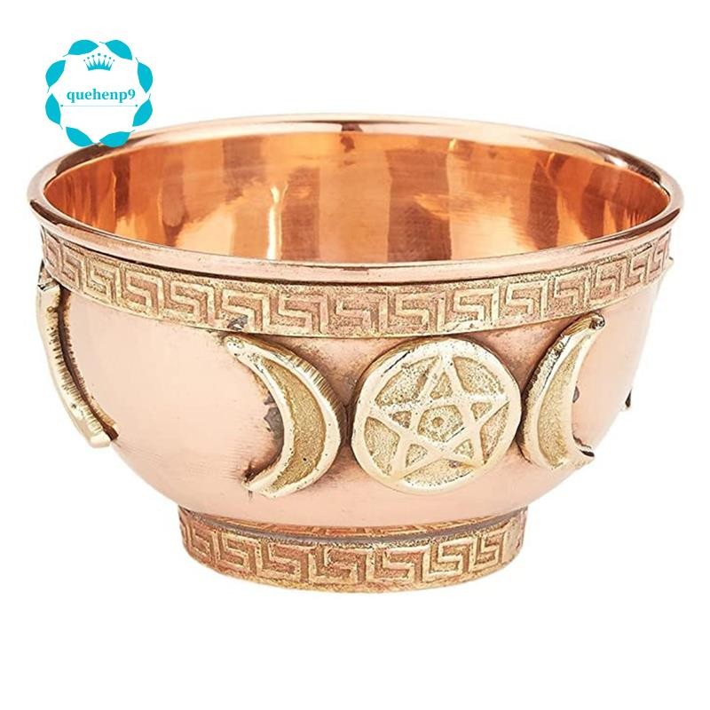 [quehenp9]Triple Moon Pentacle Copper Offering Bowl 3 นิ้ว เหมาะสําหรับ ...
