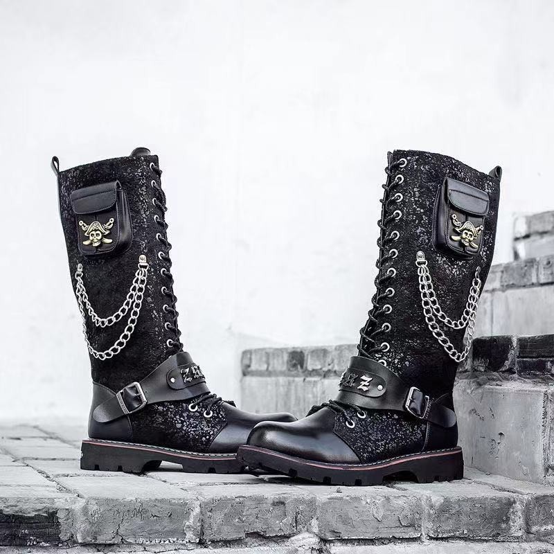 รองเท้าผู้ชาย Rock Punk High-Top Matte Surface อินเทรนด์เกาหลีรุ่น ...