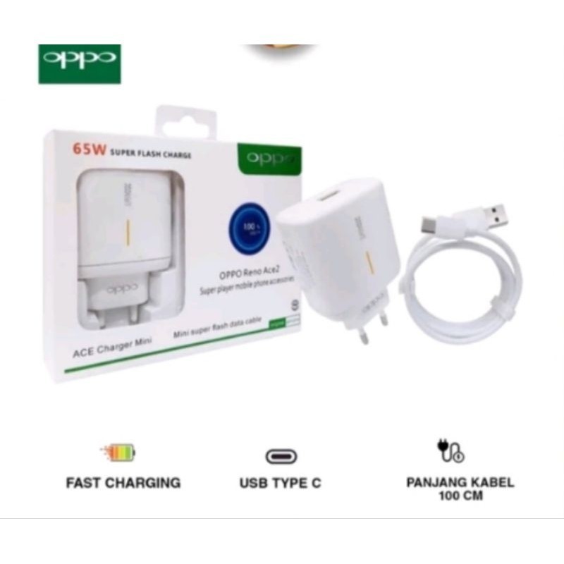 เครื่องชาร์จ Oppo 65W Type C Super Vooc Reno Ace 2 65 W usb cable data Charger Flash Tc Charge ...