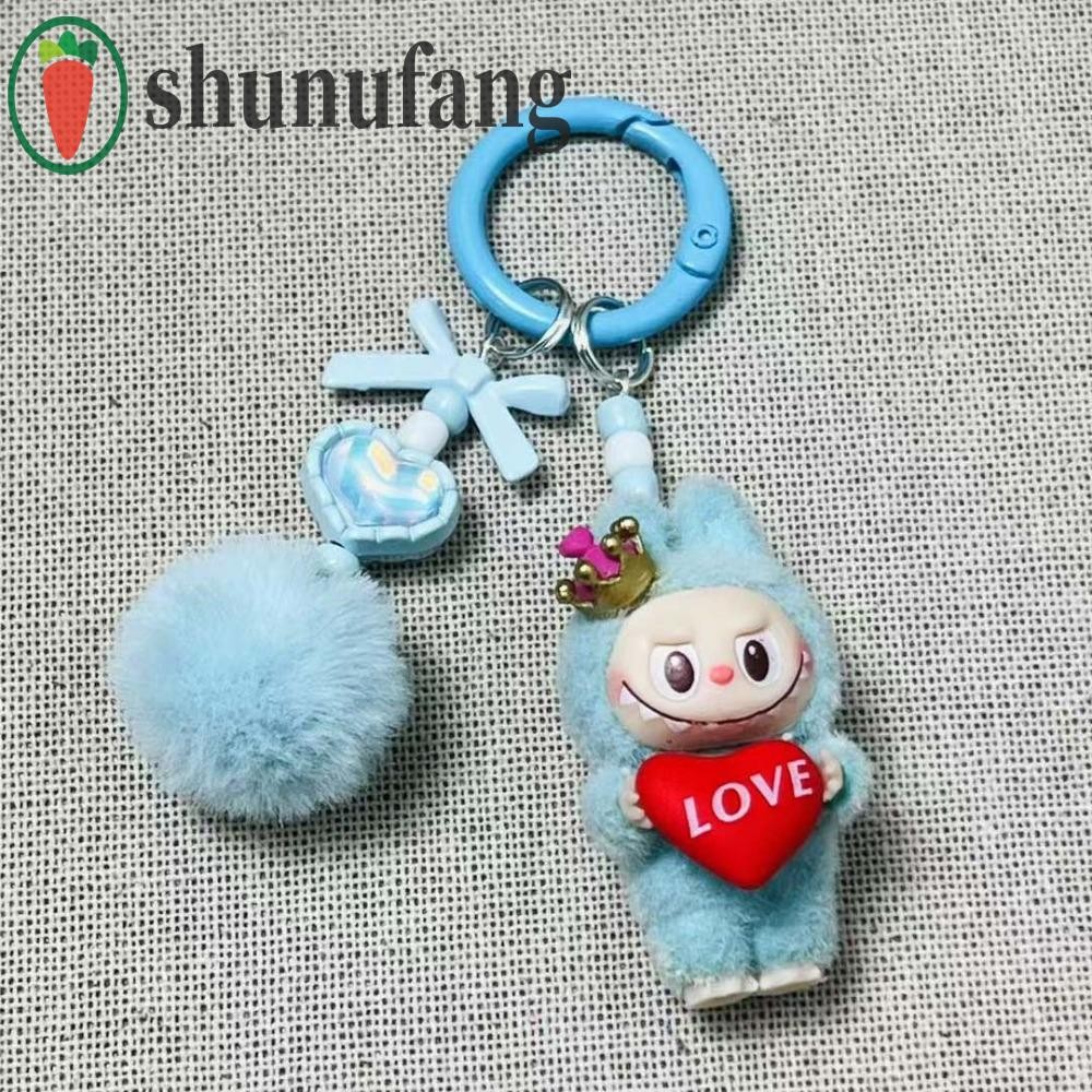 UNUF Chess King Labubu พวงกุญแจ, ซิลิกาเจล Plush Ball ดอกไม้ Crybaby ...