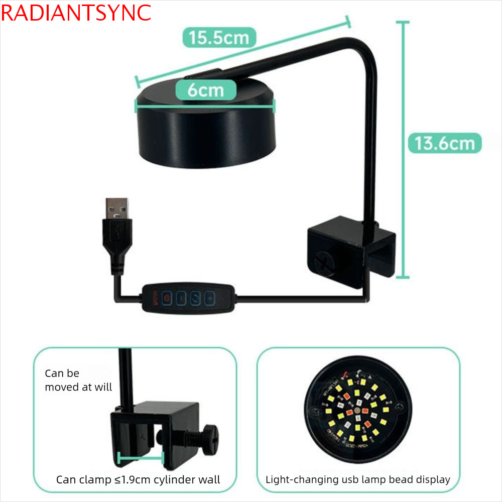 RADIANTSYNC โคมไฟคลิปตู้ปลา, 3 โหมดสี 90 องศา Bend Mini Clip-on Aquarium โคมไฟ, ปฏิบัติประหยัด ...