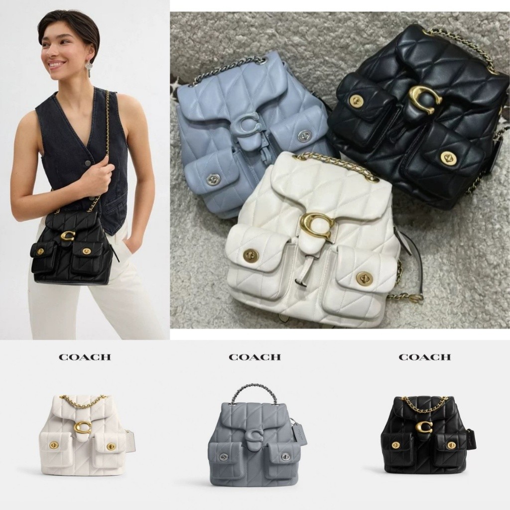 กระเป๋าเป้ กระเป๋าเป้สะพายหลัง พลิกปก ผู้หญิง สายสะพายโซ่ COAC H Tabby Backpack With Quilting ...