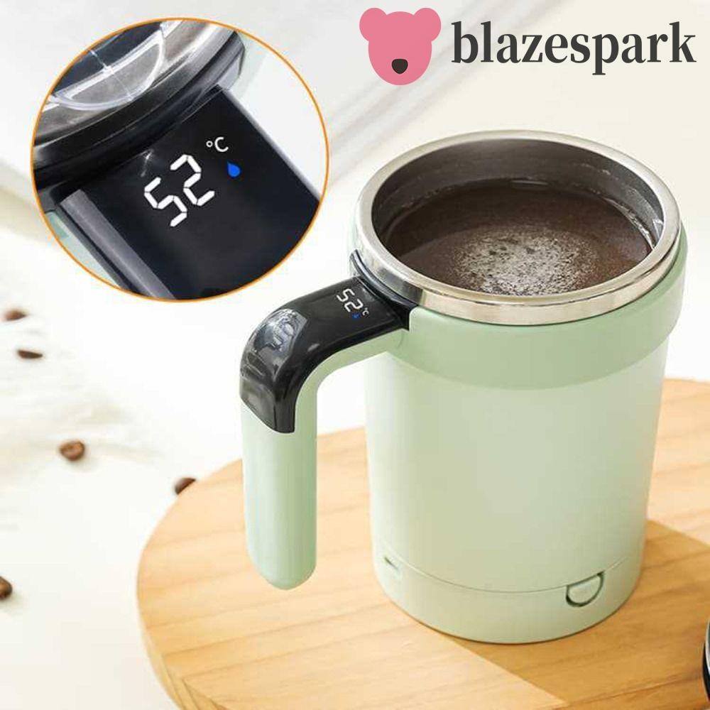 Blazespark แก้วกวนแม่เหล็กอัตโนมัติ, 380ML พร้อมหลอดและฝาปิดแก้วกาแฟผสมไฟฟ้า, สแตนเลส USB ชาร์จ ...