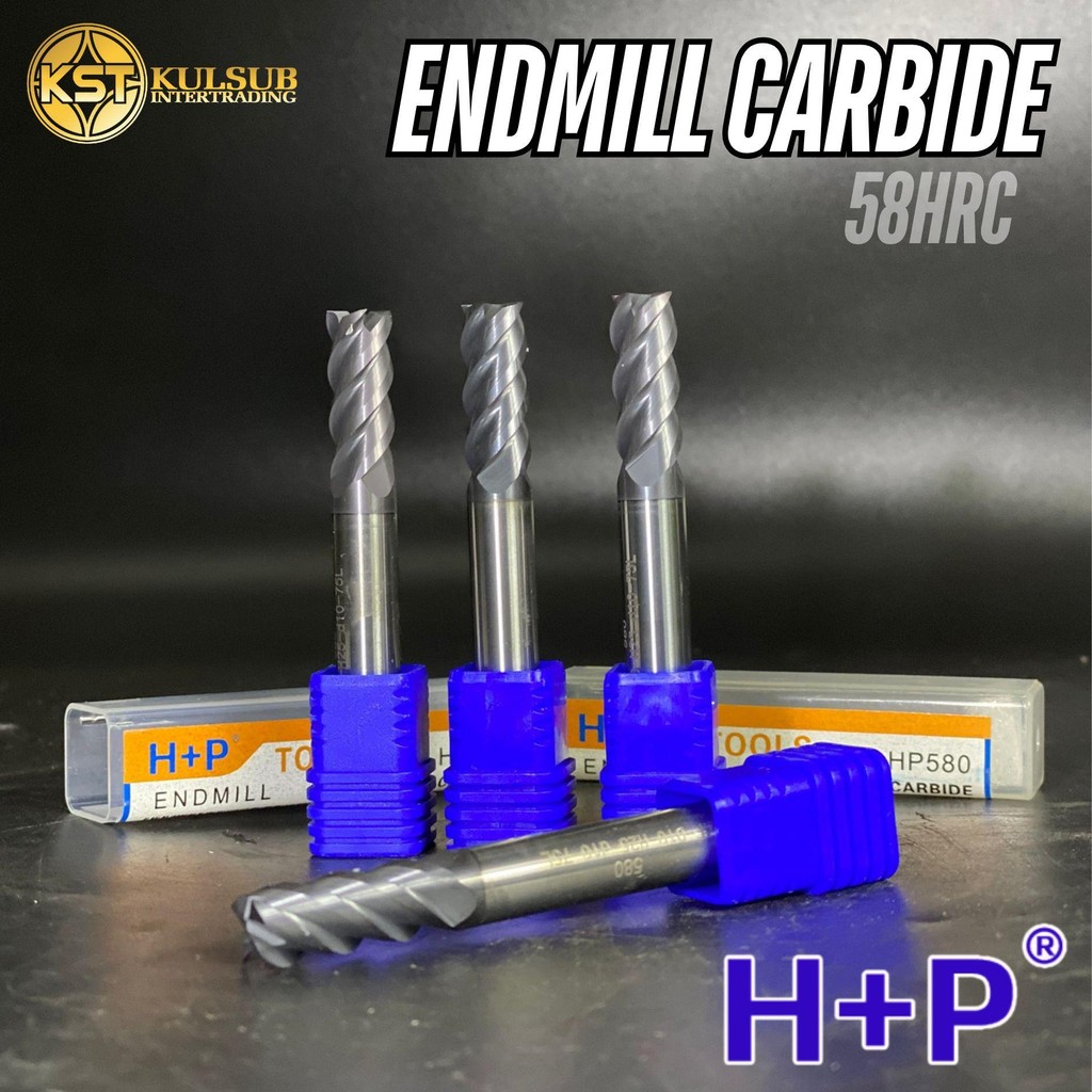 Endmill Carbide 58:HRC เอ็นมิลคาร์ไบด์ 4ฟัน รุ่นสั้นและรุ่นยาว HP ...