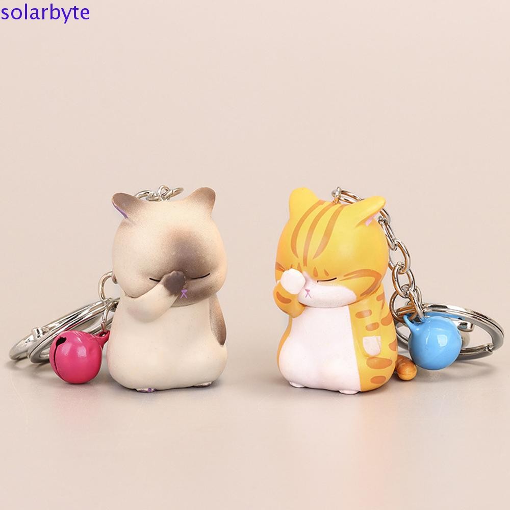 SOLARBYTE พวงกุญแจแมวขี้อายกุญแจประตูการ์ตูน PVC น่ารักรถ Key Bell กระเป๋าตกแต่ง | Shopee Thailand