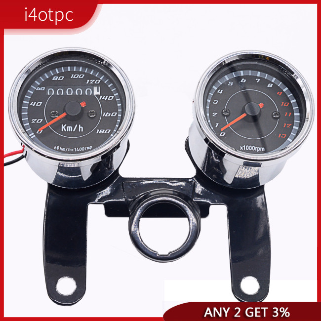 I4otpc 2 in 1 รถจักรยานยนต์ LED Backlight เครื่องวัดระยะทางและเครื่องวัดวามเร็ว Speedometer ...