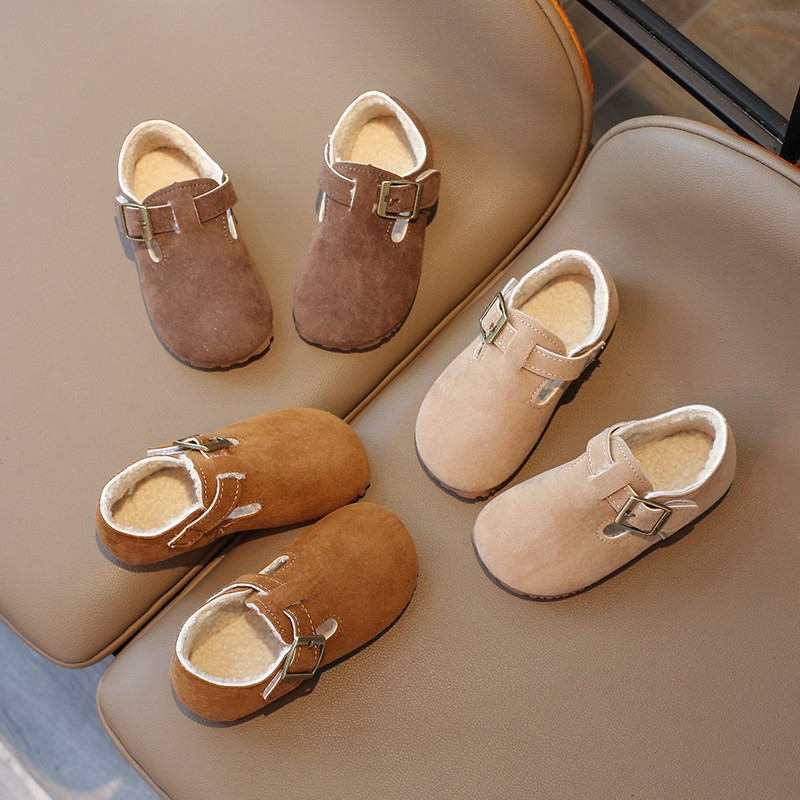 สไตล์เกาหลีสีทึบเด็กทารกความร้อน Matte หนังรองเท้าแบน Simple Hook ...