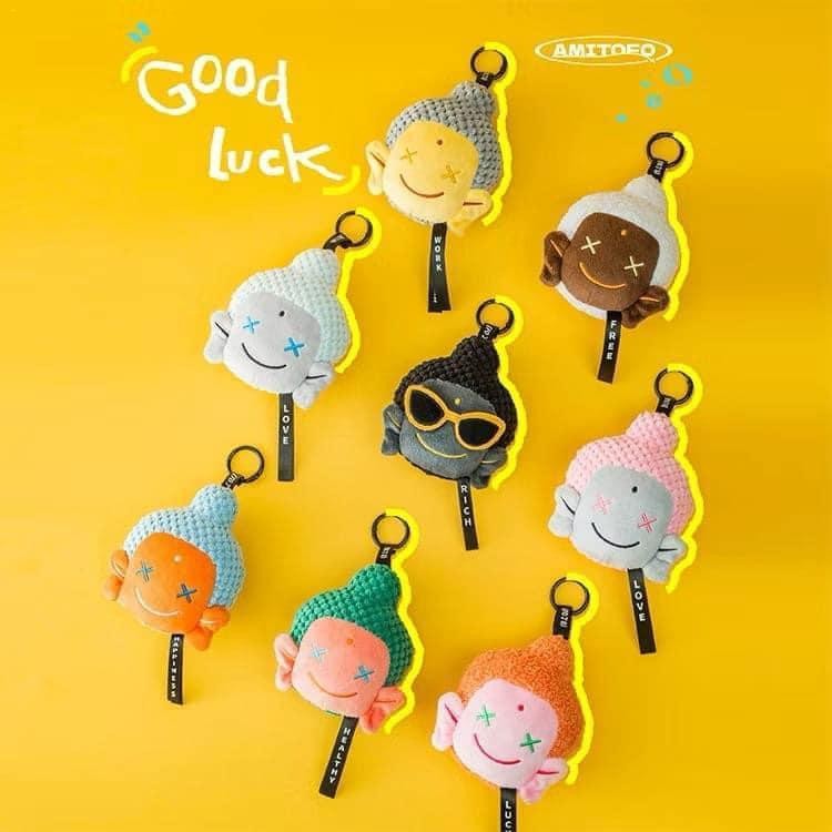 Amitofo Good Luck Keychain Soft Lucky Buddha Plush Pendant สุ่มหนึ่ง ...