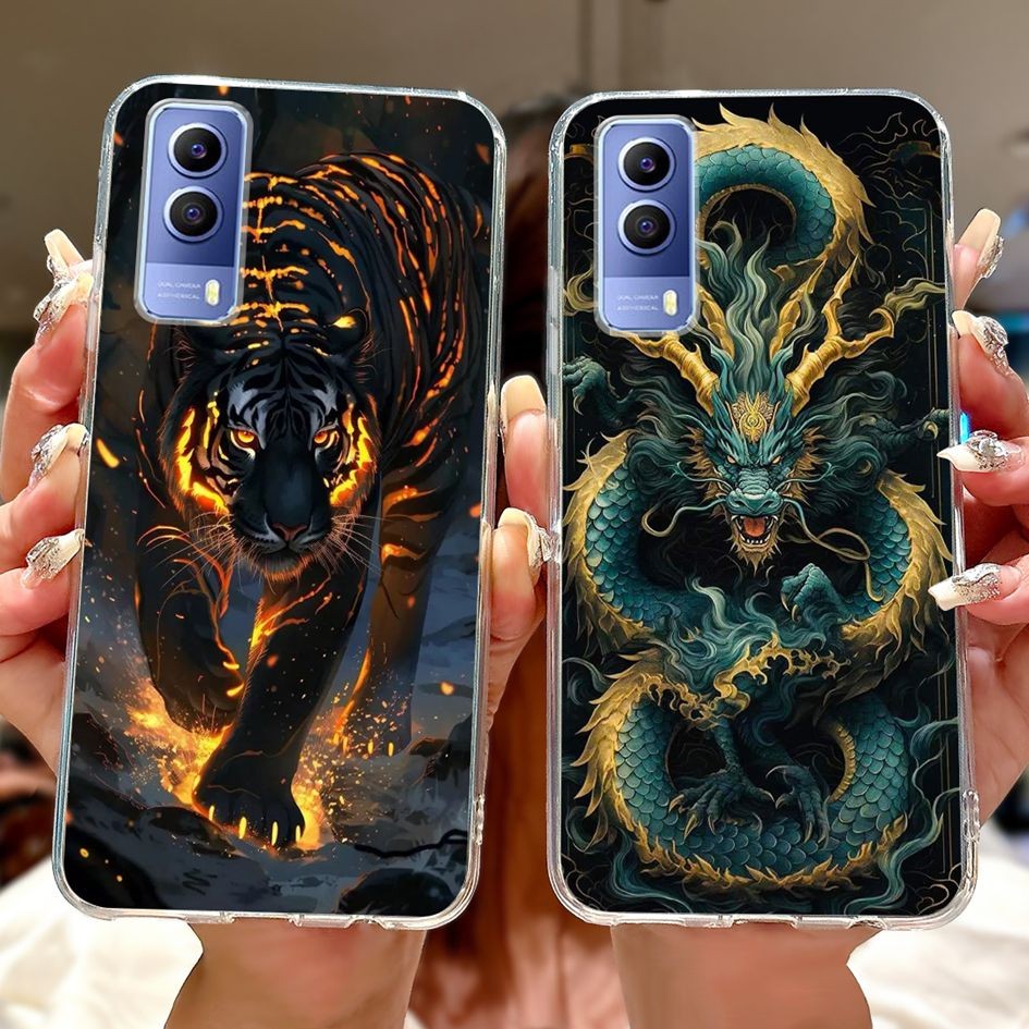 สําหรับvivo Y53s 5GปลอกV2111A V2058 กันกระแทกCool Tiger Dragonซิลิโคนเค ...