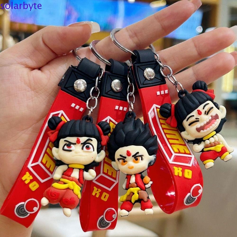 SOLARBYTE Ne Zha พวงกุญแจตุ๊กตา,จี้ตํานาน Expression NeZha ตุ๊กตา, Kawaii ซิลิโคน Aobing อุปกรณ์ ...