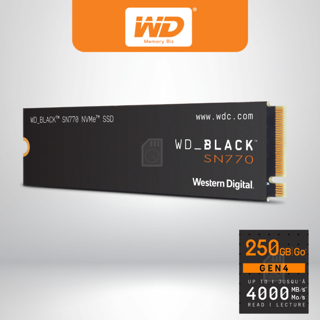 WD 250 GB SSD (เอสเอสดี) WD BLACK SN770 - PCIe 4x4/NVMe M.2 2280 ...