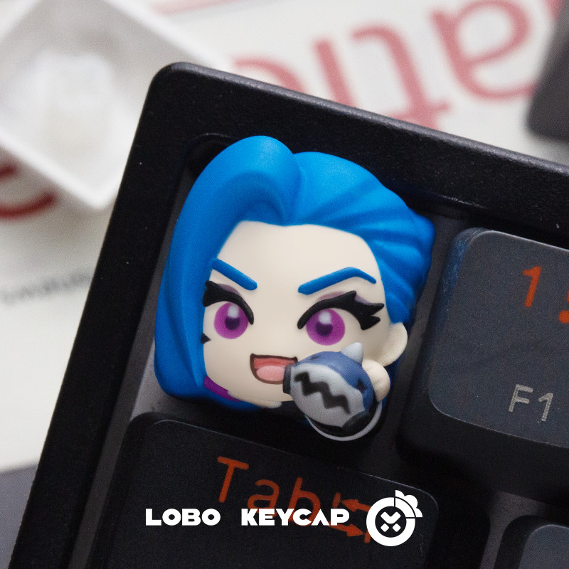Lol Jinx Keycap น่ารักการ์ตูน 3D สร้างสรรค์น่ารัก MX สวิทช์คีย์บอร์ด ...