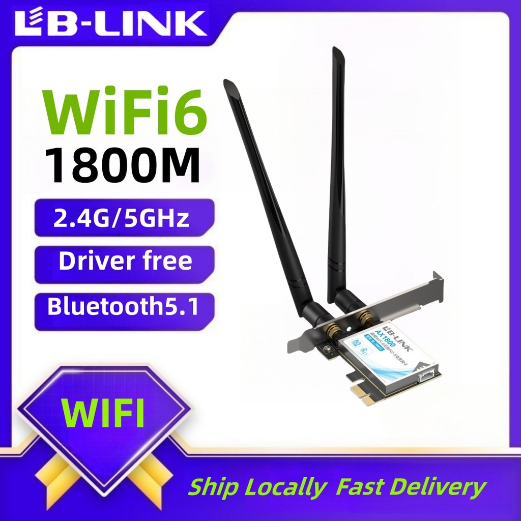 LB-LINK1800M การ์ดเครือข่ายไร้สาย WiFi6, เดสก์ท็อป PCIE, การ์ดเครือข่ายบลูทูธ 5.1BT มืออาชีพใน ...