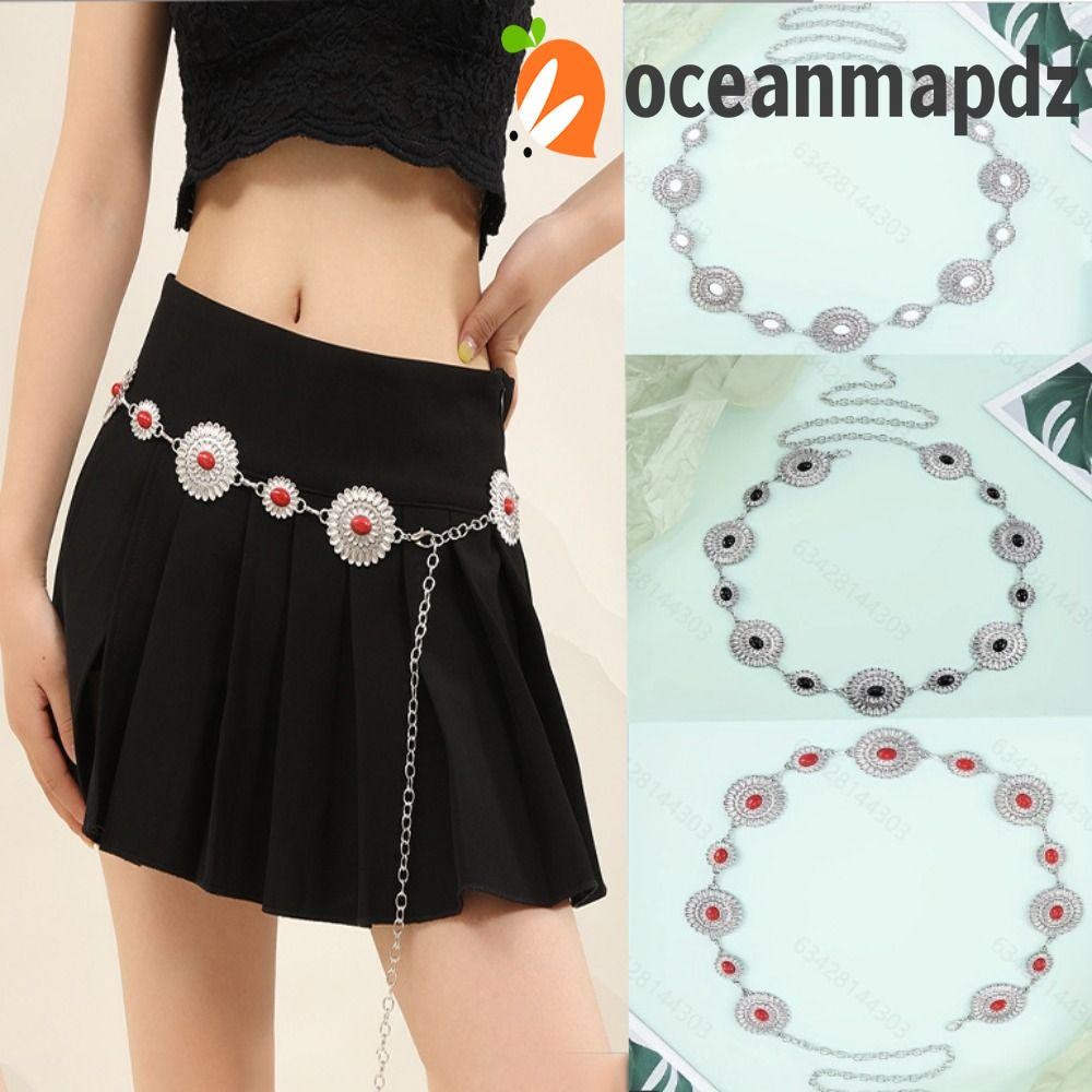 Oceanmapdz โซ่เอวเทอร์ควอยซ์, อุปกรณ์เครื่องประดับสไตล์ชาติพันธุ์ เข็มขัดเอวโบฮีเมียน, เข็มขัด ...