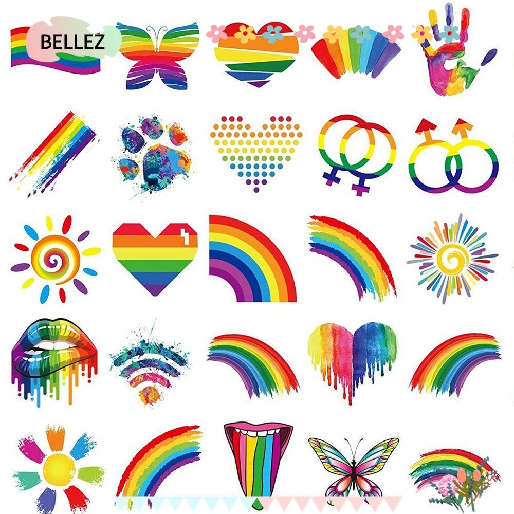 BELLEZ 12PCS Arm รอยสักปลอม Beauty & Health Pride Festivals สติ๊กเกอร์ ...