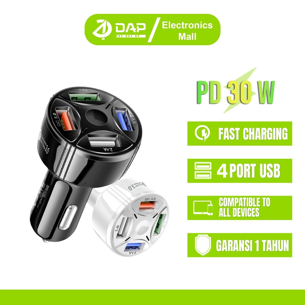 Dap D-CC3 4-Port Fast Charger PD 30W QC 3.0 พร้อมสาย USB to Micro - รับ ...