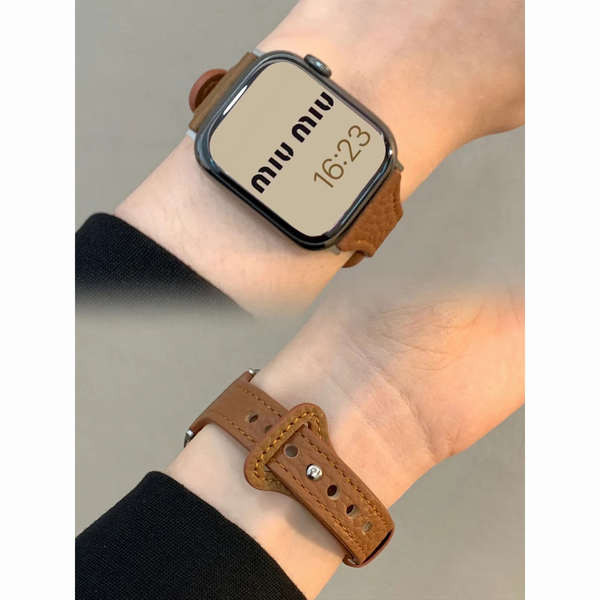 สายนาฬิกา ลวดลายหนังเนื้อนุ่มสําหรับ AppleWatch Apple S9 พร้อม SE ...