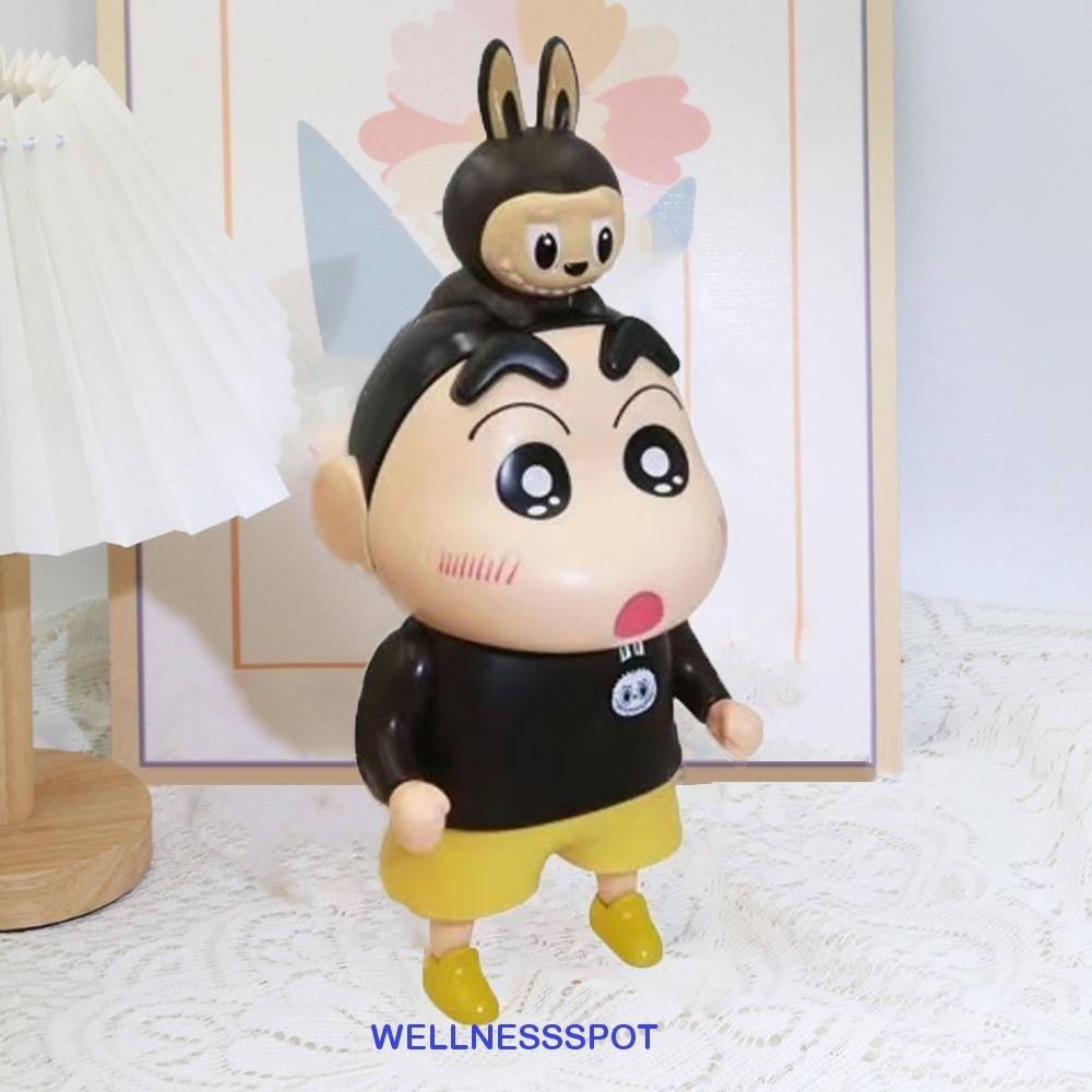 WELLNESSSPOT Labubu กระปุกออมสินเครยอนชินจัง, โมเดลถังออมทรัพย์ Labubu ...