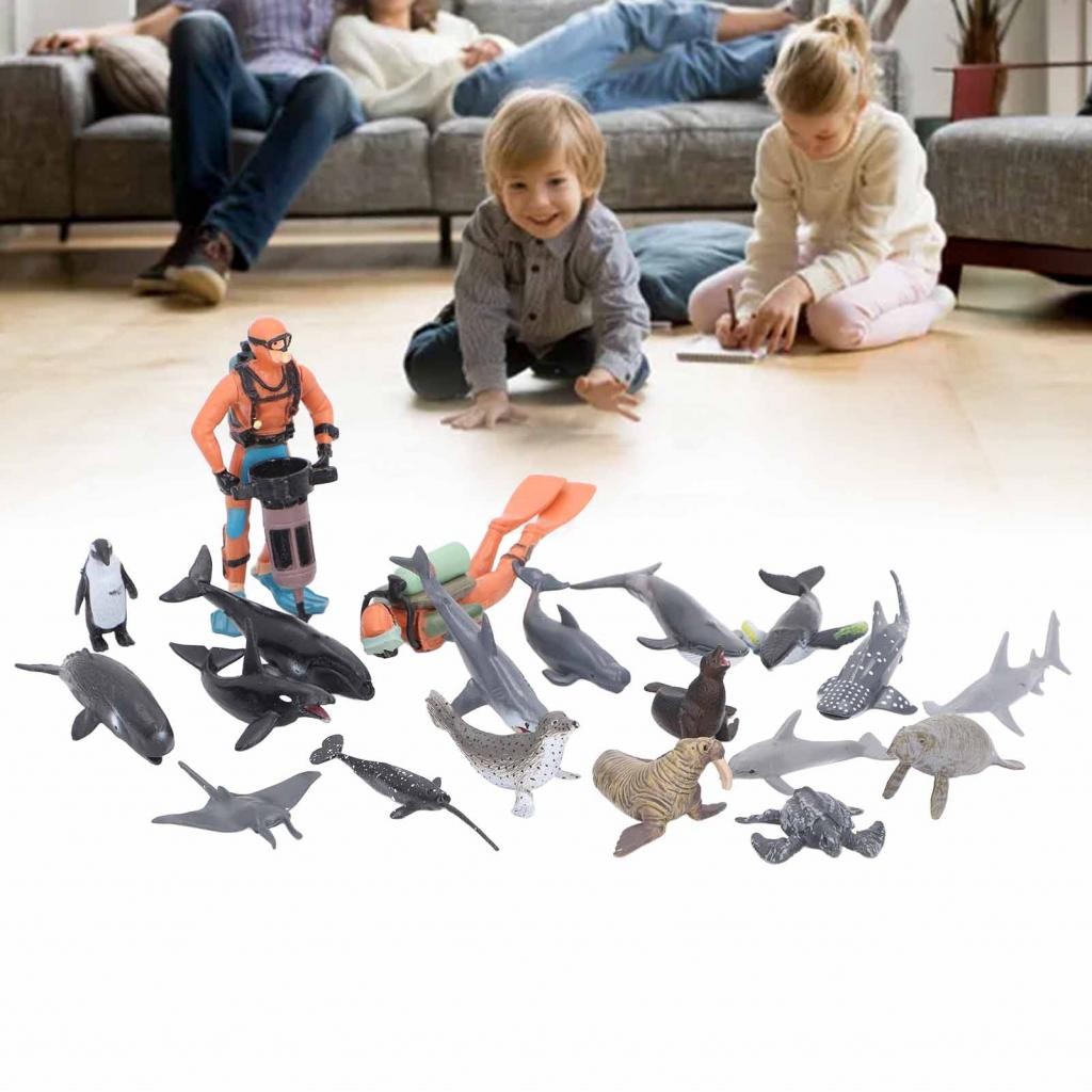 Sea Animal Toys Marine Rich Color 20pcs การเรียนรู้ก่อนวัยเรียนที่มี ...
