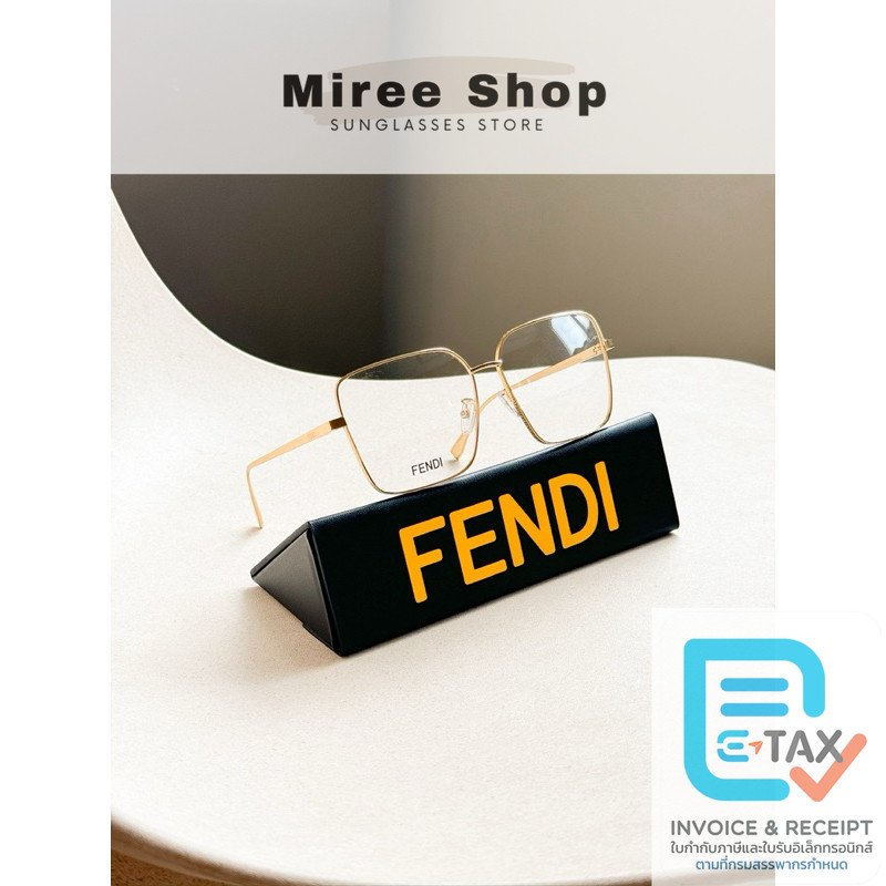 Fendi Square Eyeglasses กรอบแว่นสายตาสีทอง ของแท้ FE50063U | Shopee ...