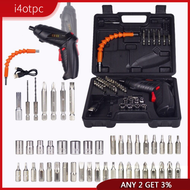 I4otpc 48 In 1 ไขควงไฟฟ้าไร้สายชาร์จตามหลักสรีระศาสตร์จับเจาะไดร์เวอร์เครื่องมือไฟฟ้าบิตพร้อมไฟ ...