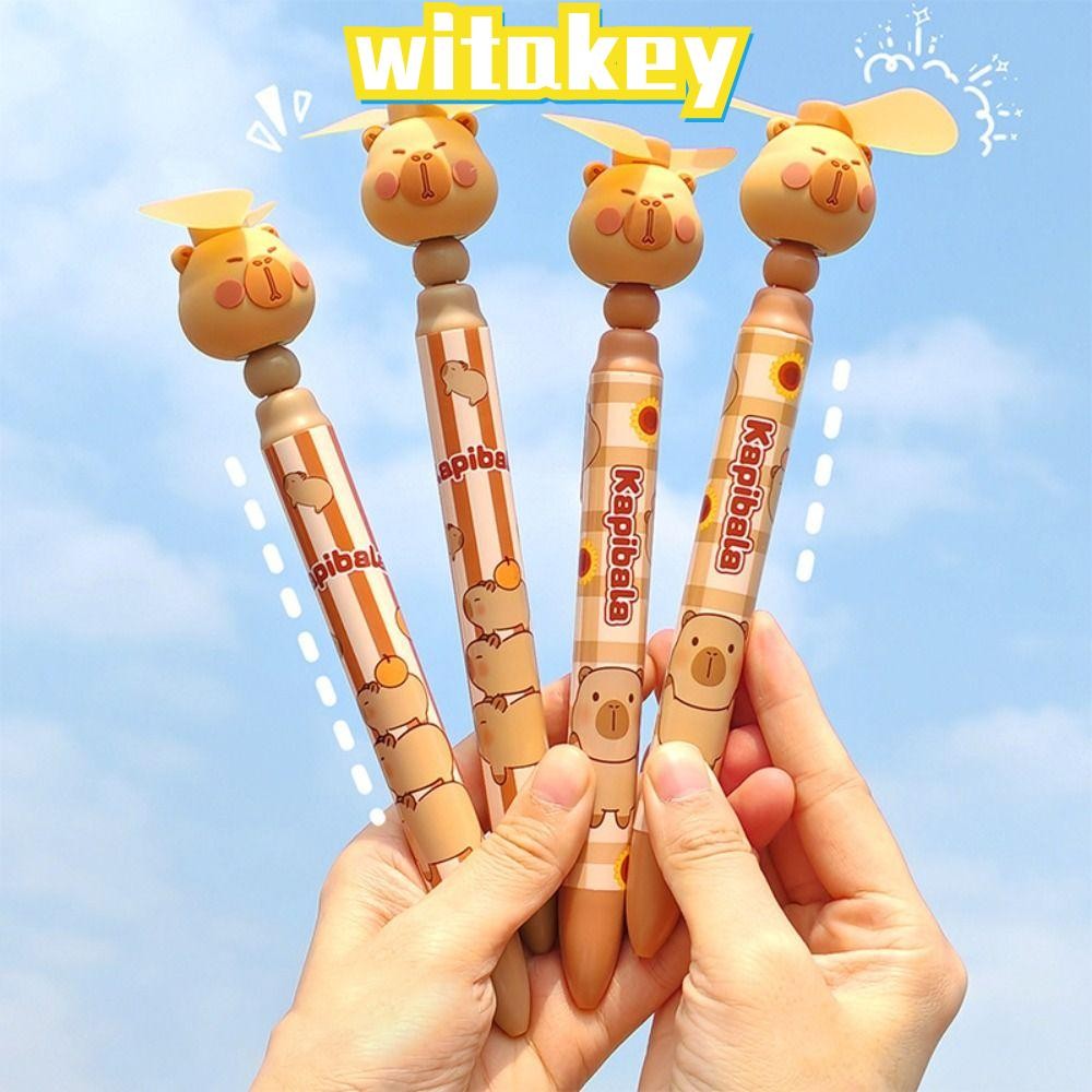 ปากกาลูกลื่น WITAKEY 90 ° การหมุน 0.5 มม. พัดลมหมึกสีดําปากกาเป็นกลาง, การ์ตูนสร้างสรรค์ คาปิบา ...